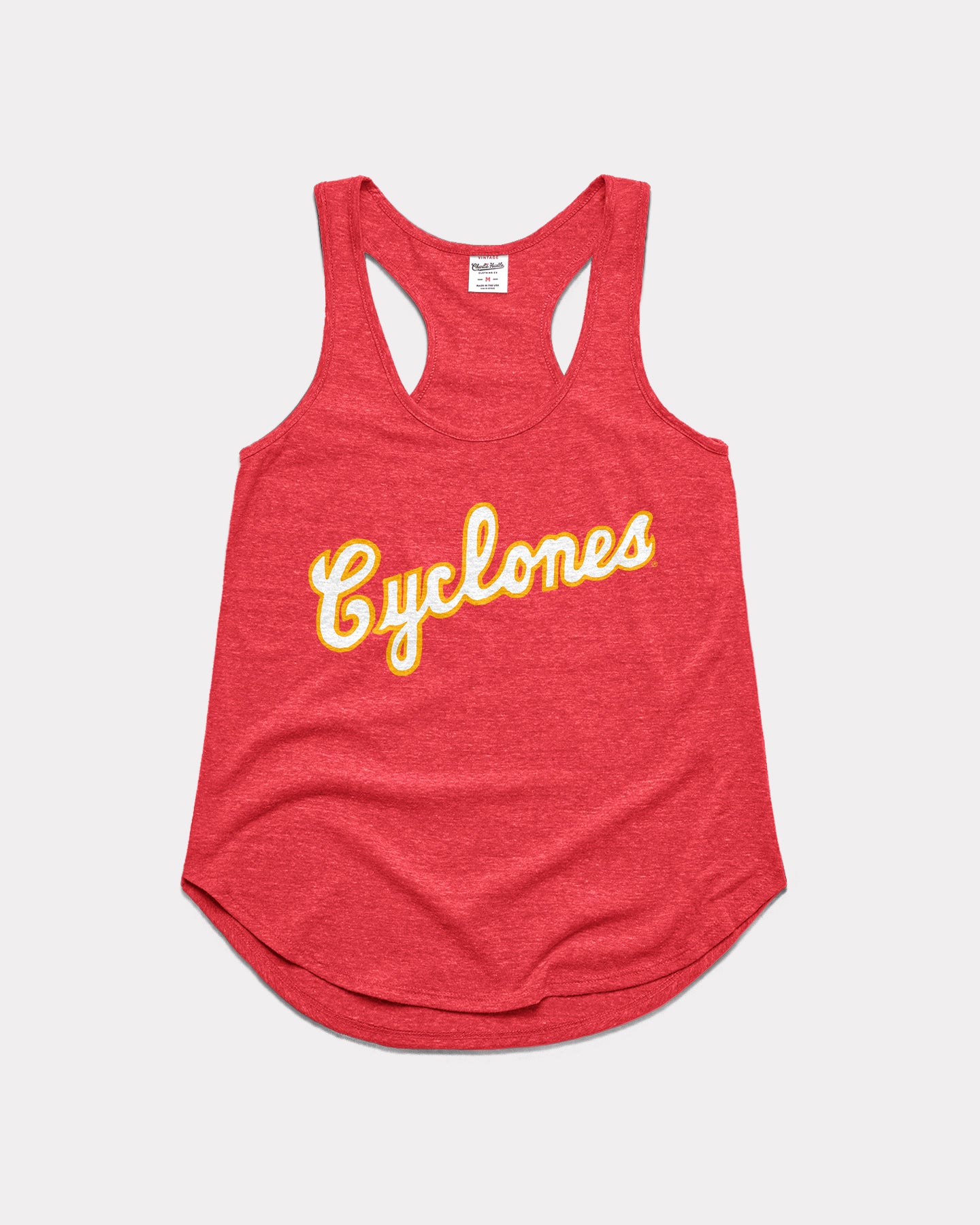 Women's Iowa State Cyclones Script Red Racerback Tank | CHARLIE HUSTLE