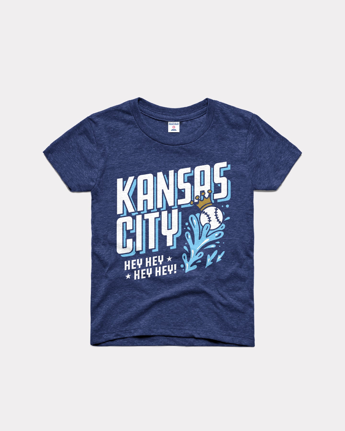 Kids Hey Hey Hey Hey Kansas City Navy T-Shirt | CHARLIE HUSTLE