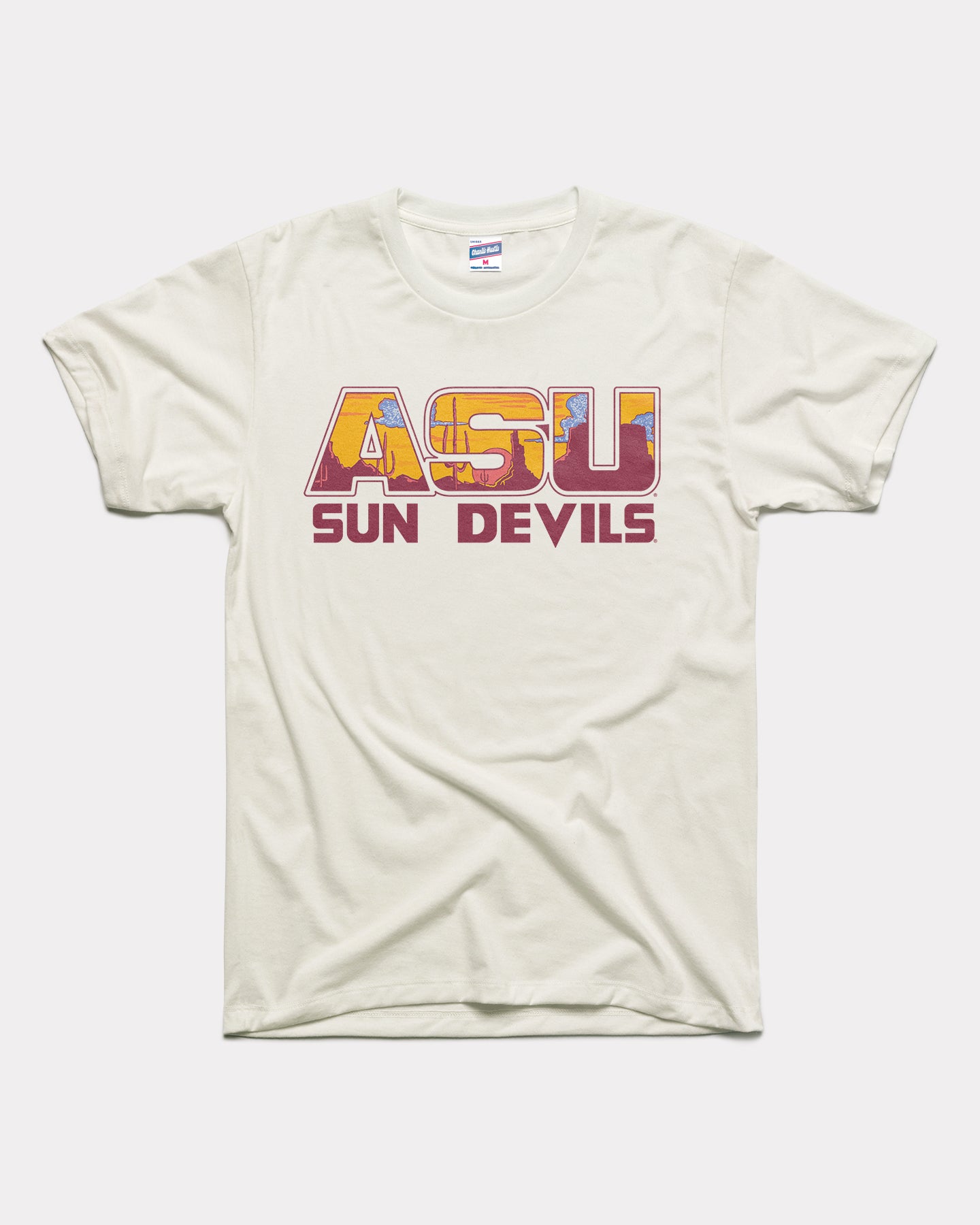 ASU Sun Devils Landmark Vintage White T-Shirt | CHARLIE HUSTLE