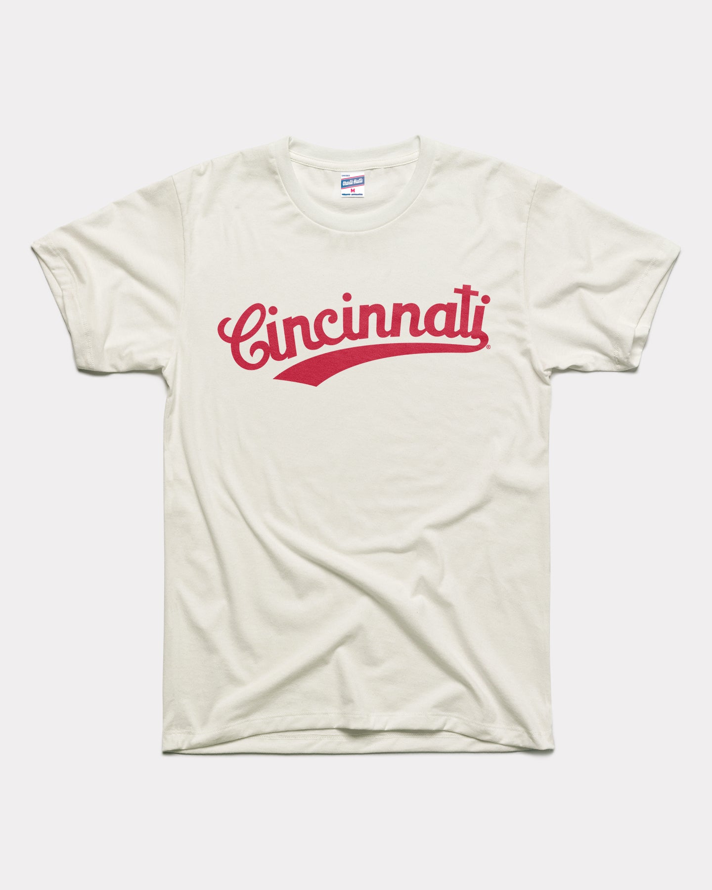Cincinnati Vault Script Vintage White T-Shirt | CHARLIE HUSTLE