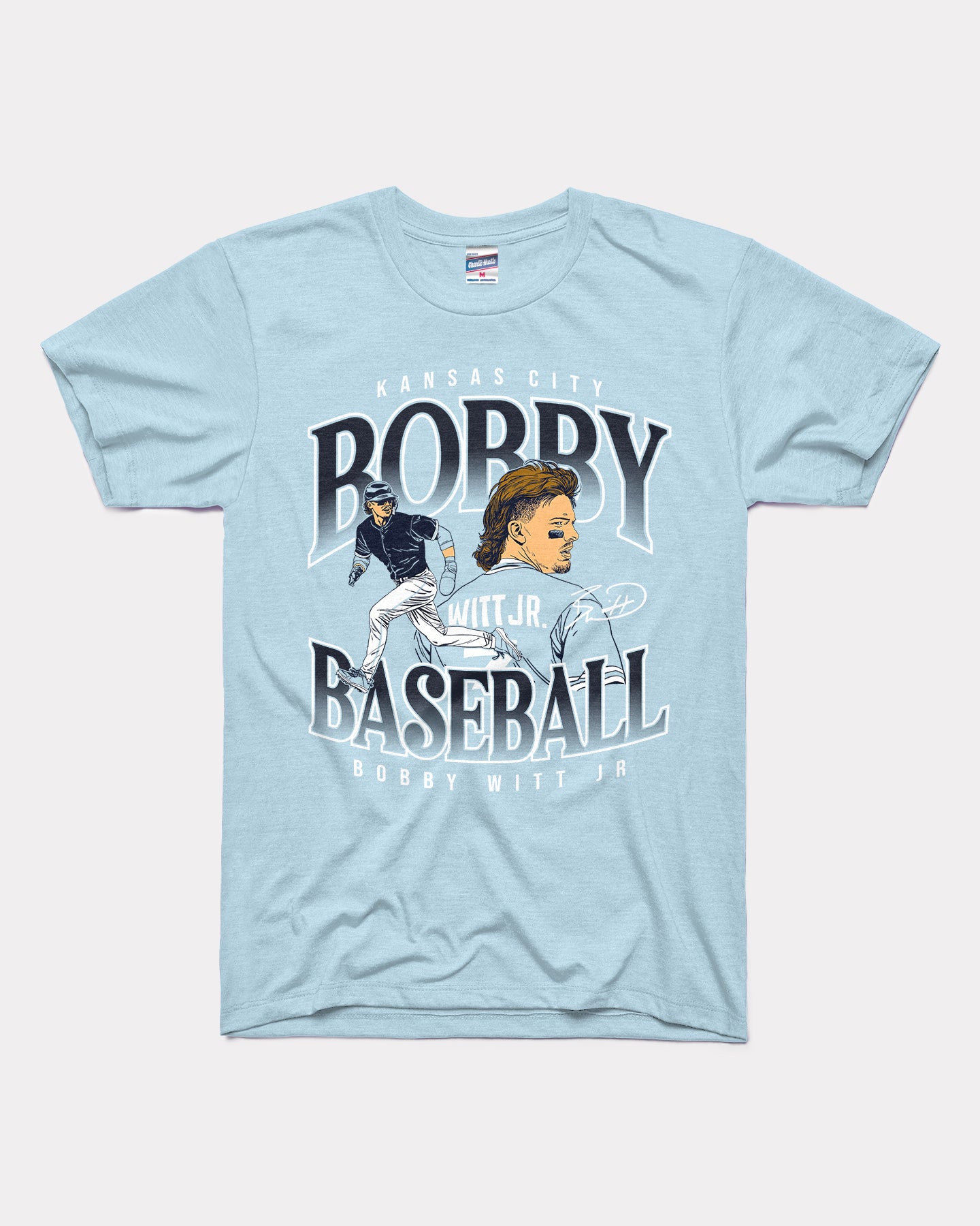 Bobby Baseball Powder Blue Vintage T-Shirt | CHARLIE HUSTLE