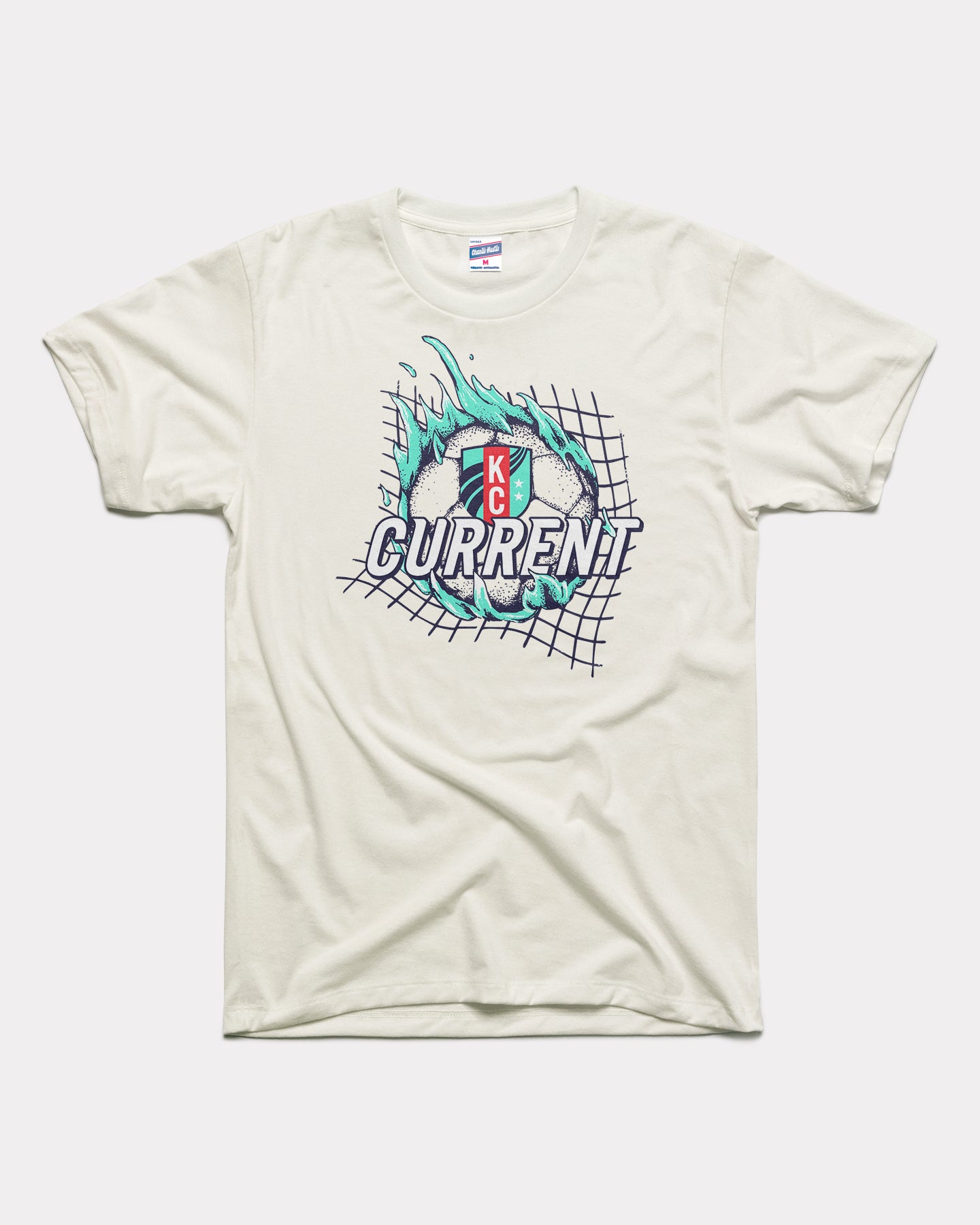 KC Current Soccer Flames Vintage White T-Shirt | CHARLIE HUSTLE