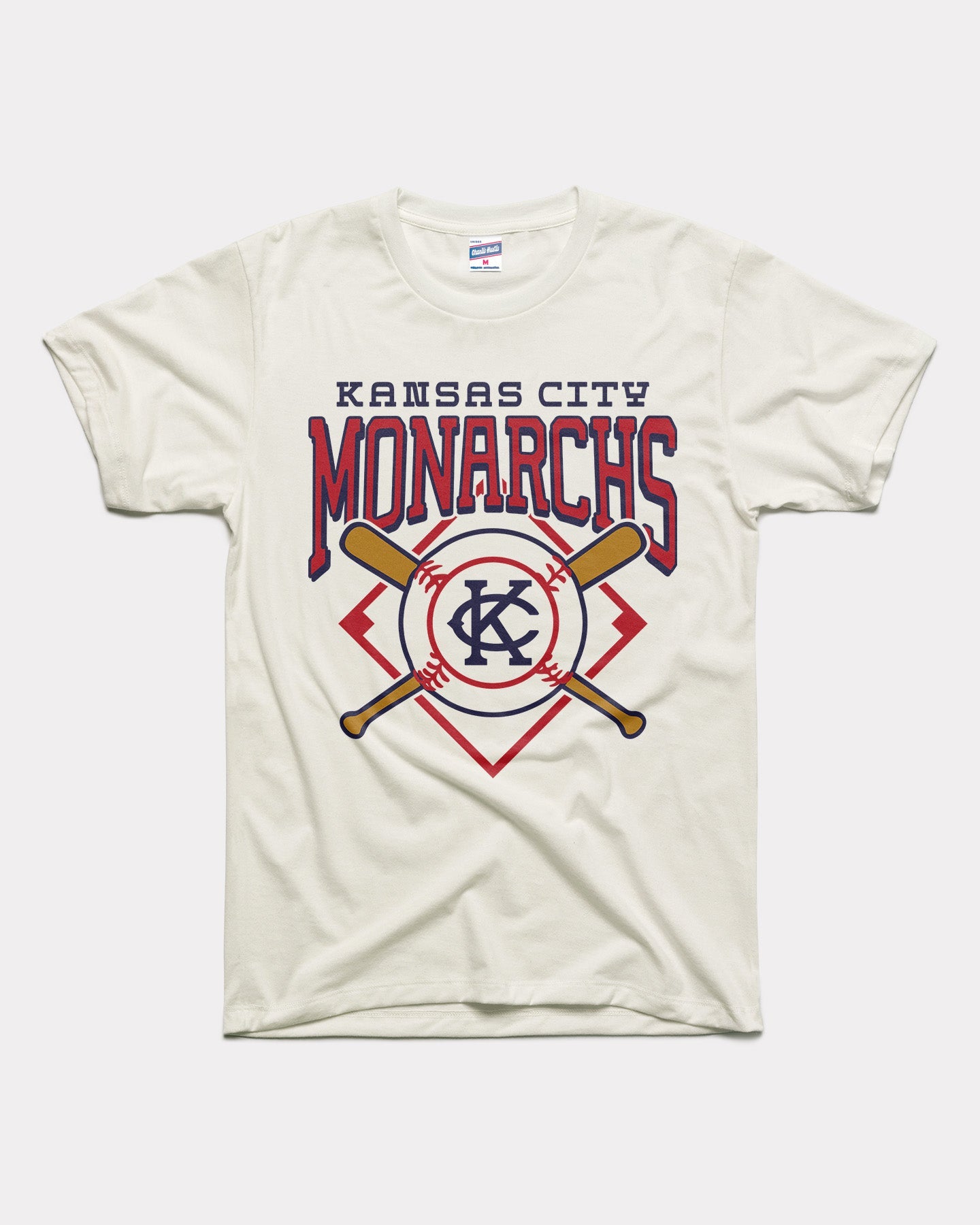 Kansas City Monarchs Diamond Vintage White T-Shirt | CHARLIE HUSTLE