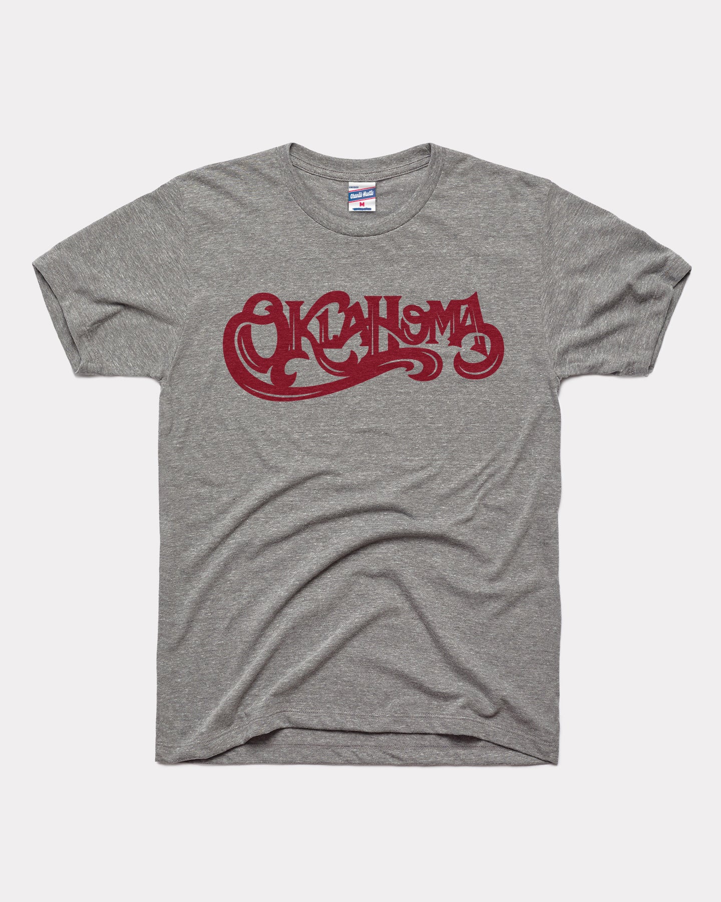 Oklahoma Sooners Script Vintage Grey T-Shirt | CHARLIE HUSTLE