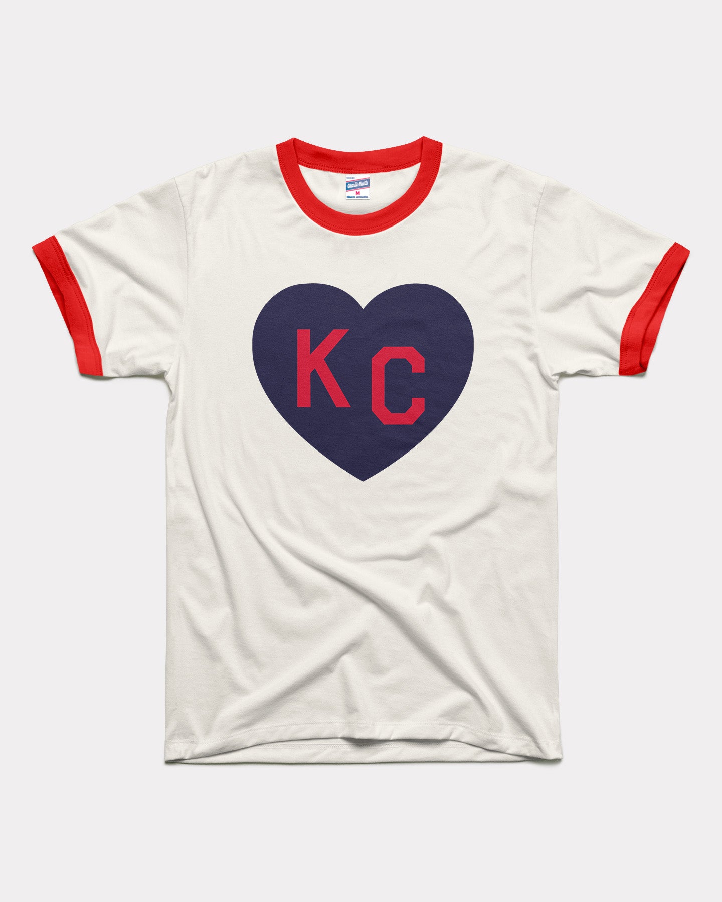 Vintage White & Red KC Heart Unisex Ringer | CHARLIE HUSTLE
