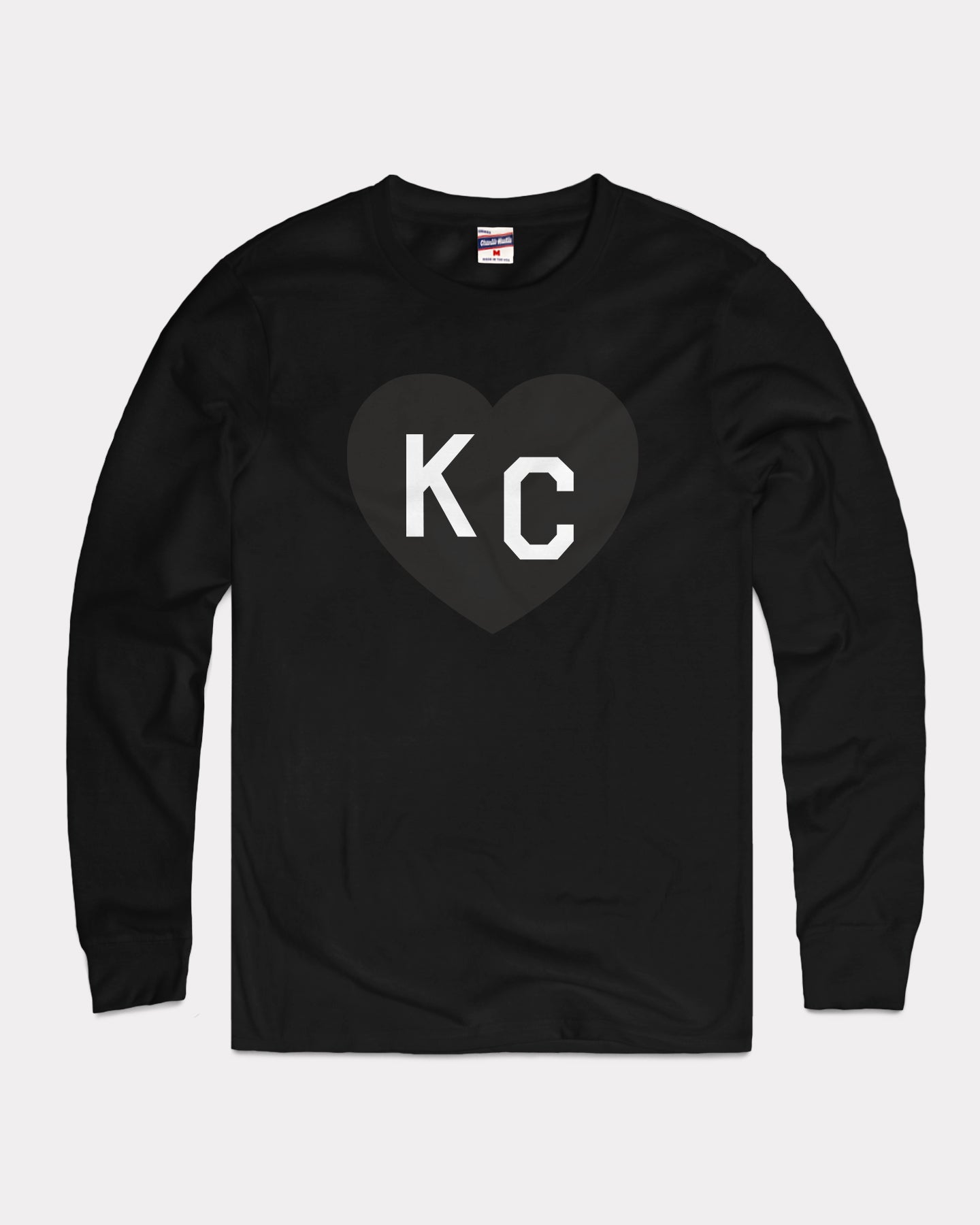 KC Heart Black Long Sleeve T-Shirt | CHARLIE HUSTLE