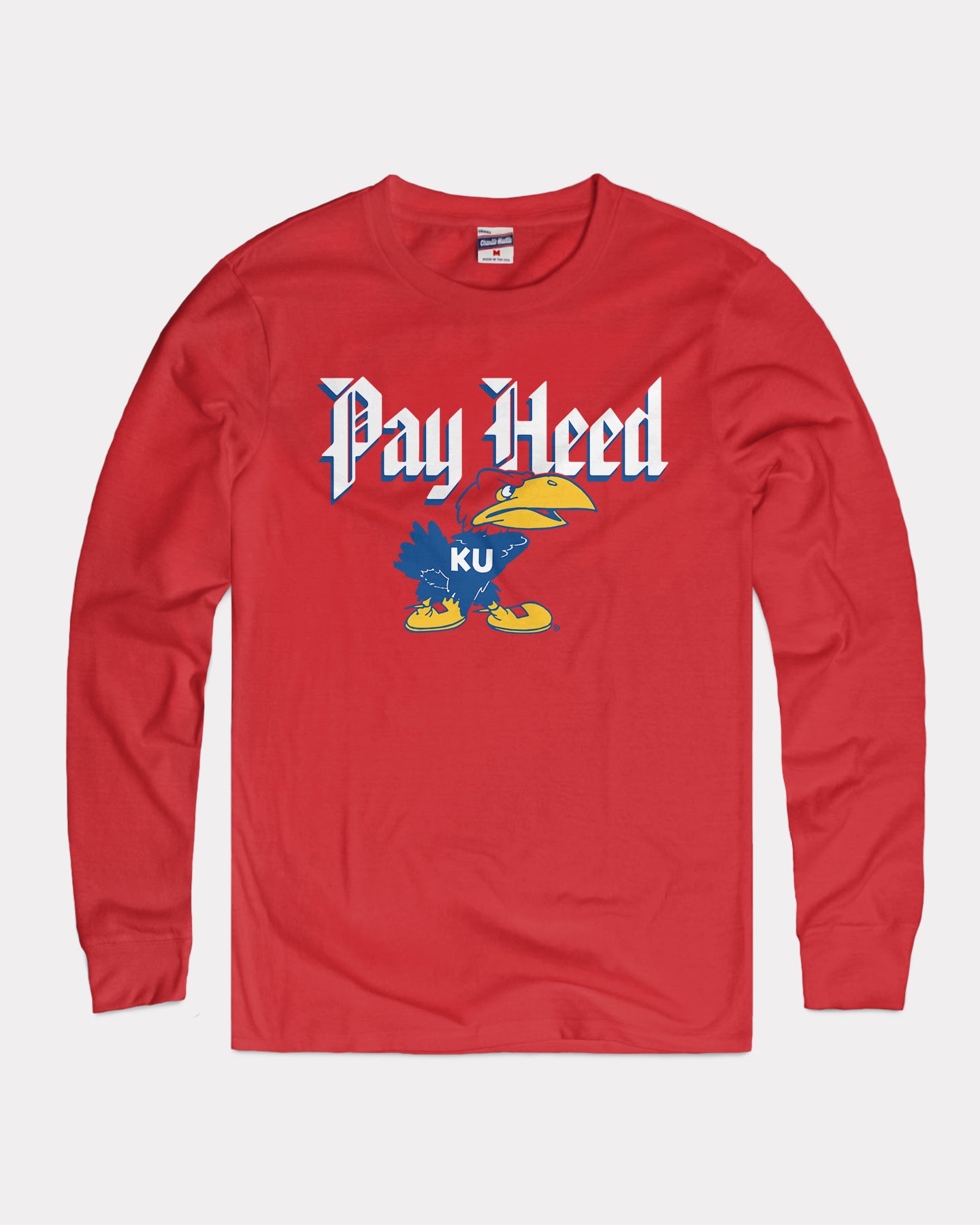 KU Jayhawks Pay Heed Cherry Long Sleeve T-Shirt | CHARLIE HUSTLE
