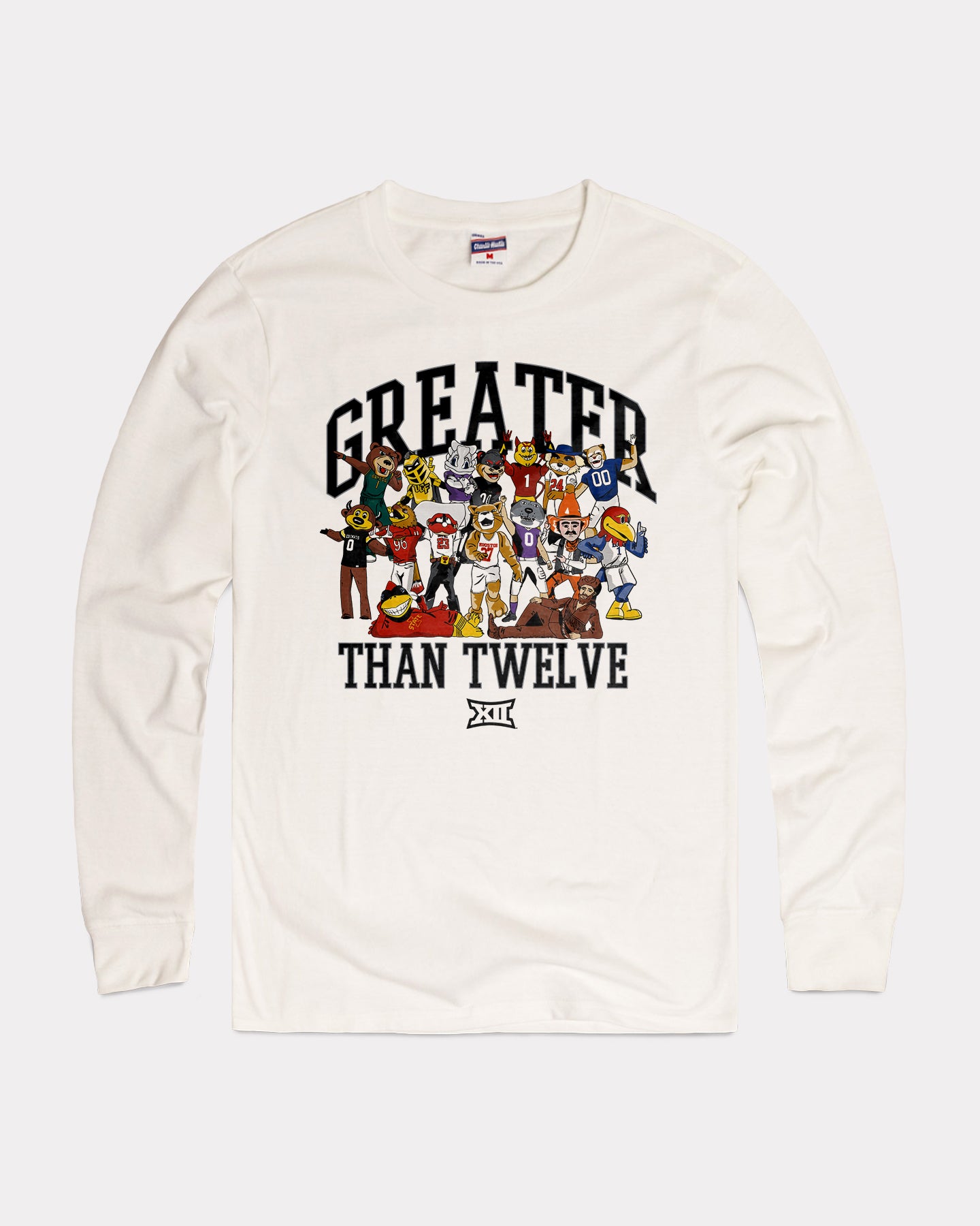 Big 12 Mascot Family White Long Sleeve T-Shirt | CHARLIE HUSTLE
