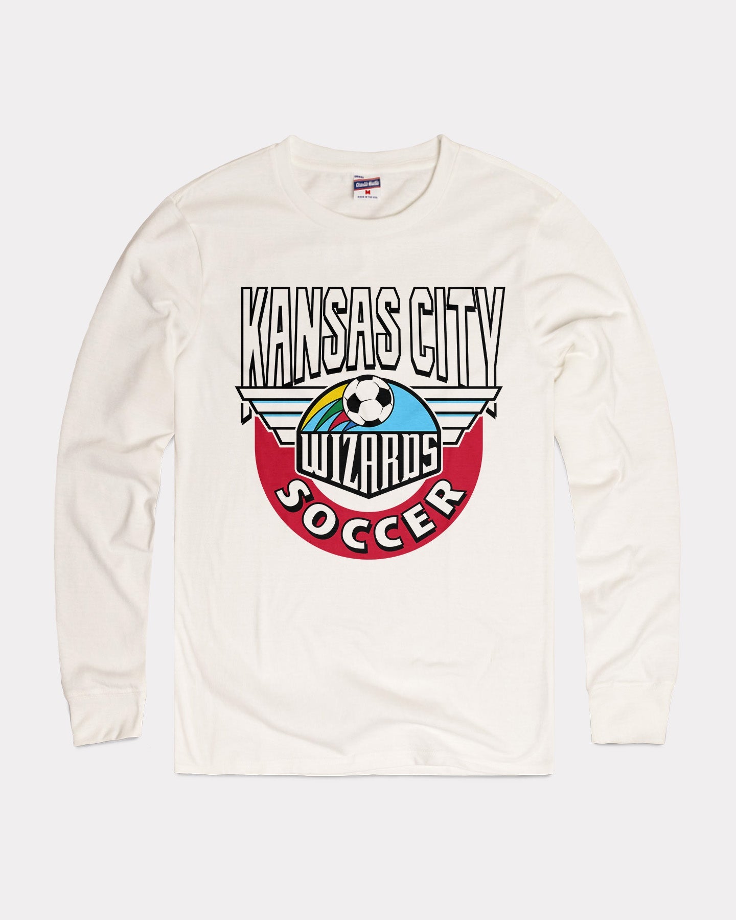 KC Wizards Retro Soccer White Long Sleeve T-Shirt | CHARLIE HUSTLE