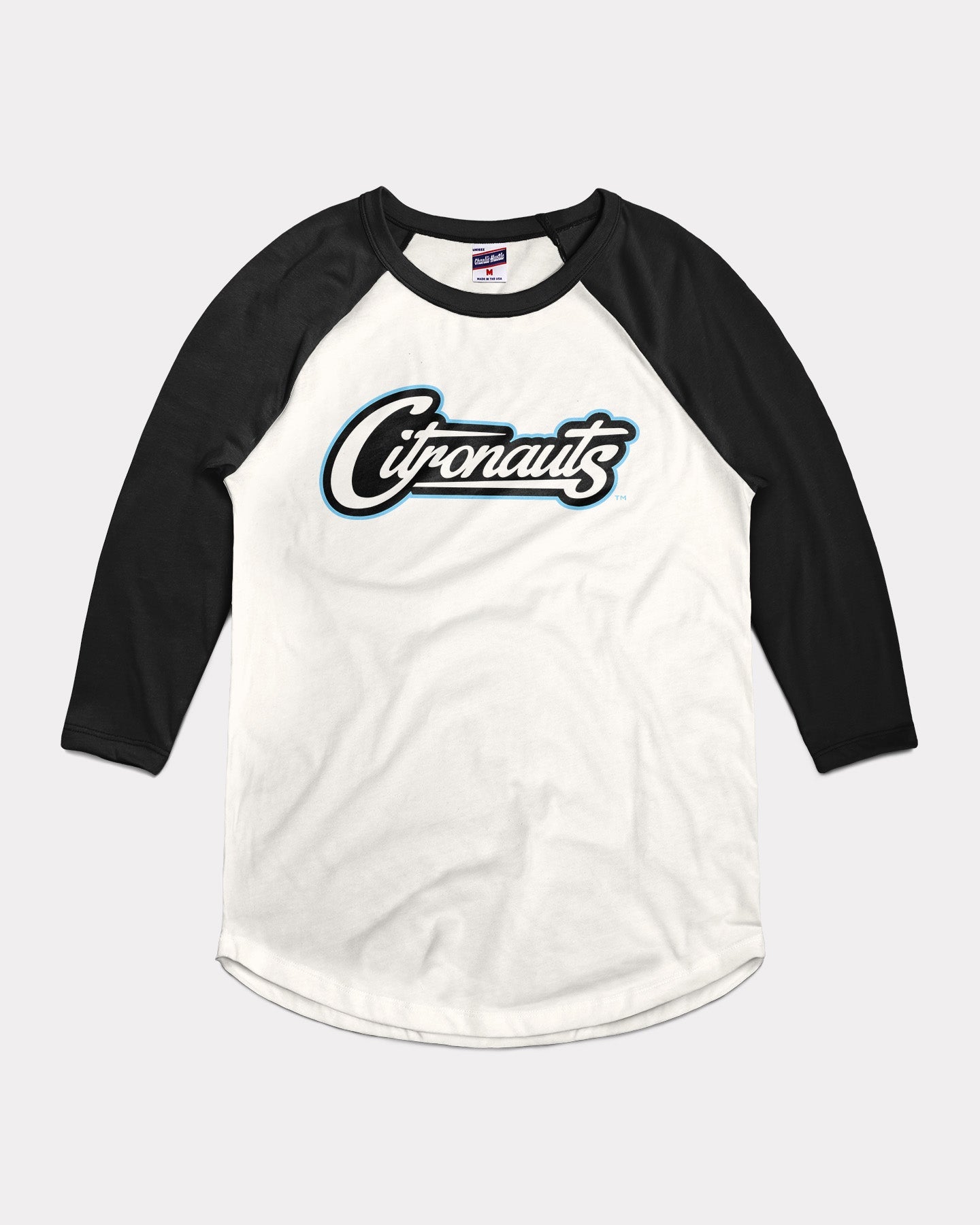 UCF Citronauts Script White & Black Raglan | CHARLIE HUSTLE