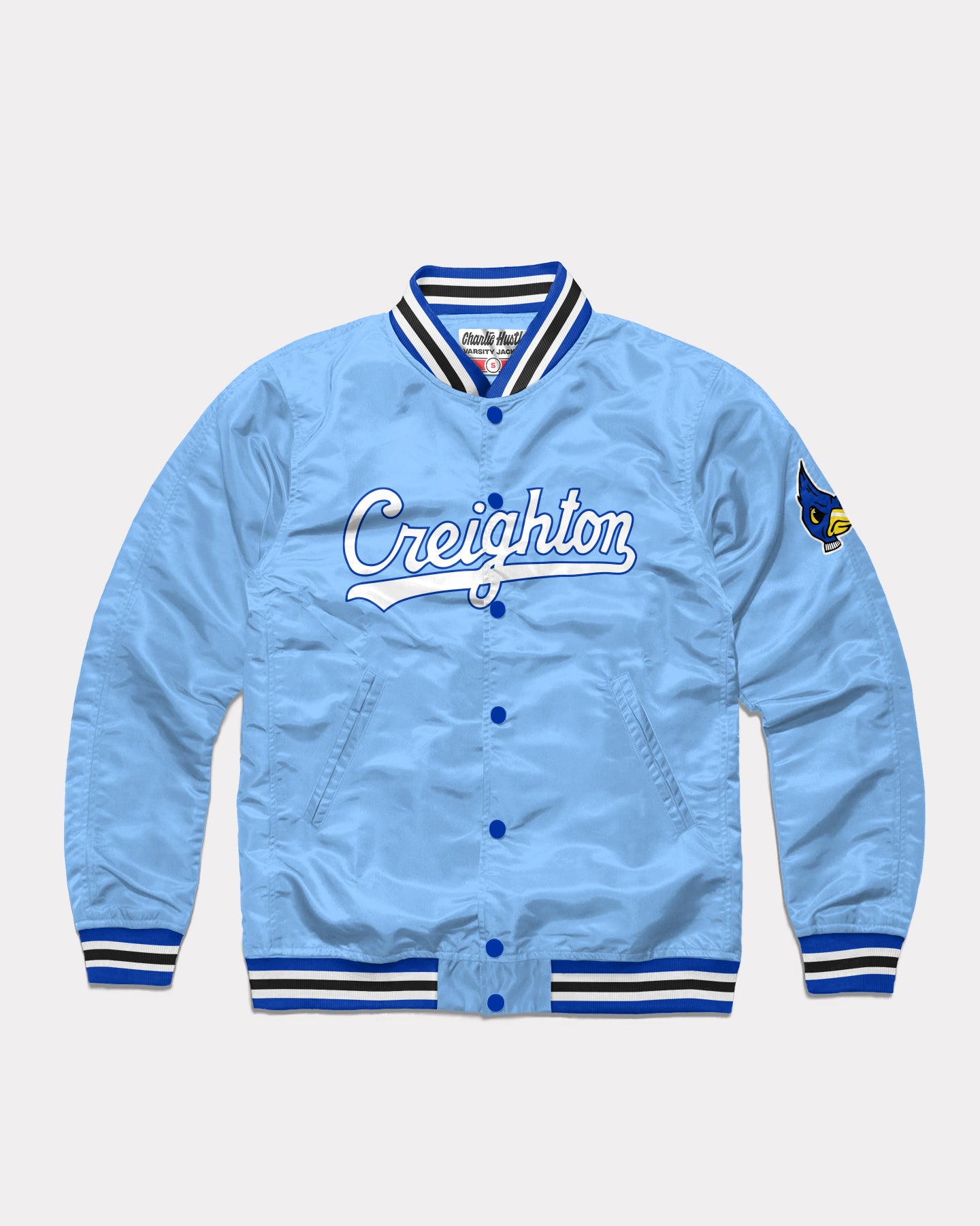 Creighton Bluejays Powder Blue Varsity Jacket | CHARLIE HUSTLE