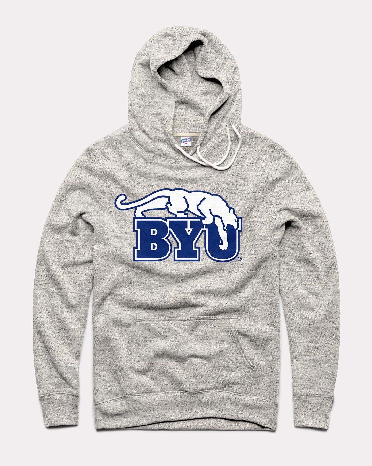 BYU Block Monogram Athletic Grey Vintage Hoodie | CHARLIE HUSTLE
