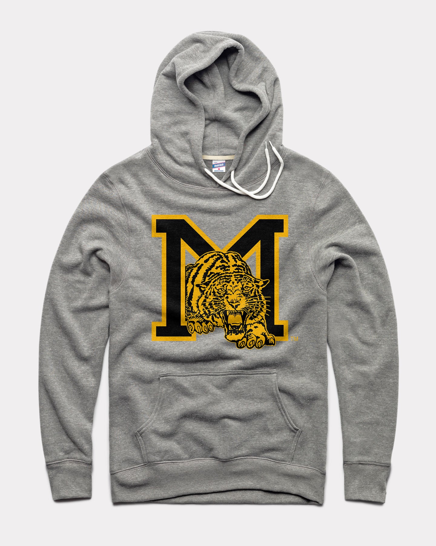 MU Tigers Monogram Vintage Grey Hoodie | CHARLIE HUSTLE