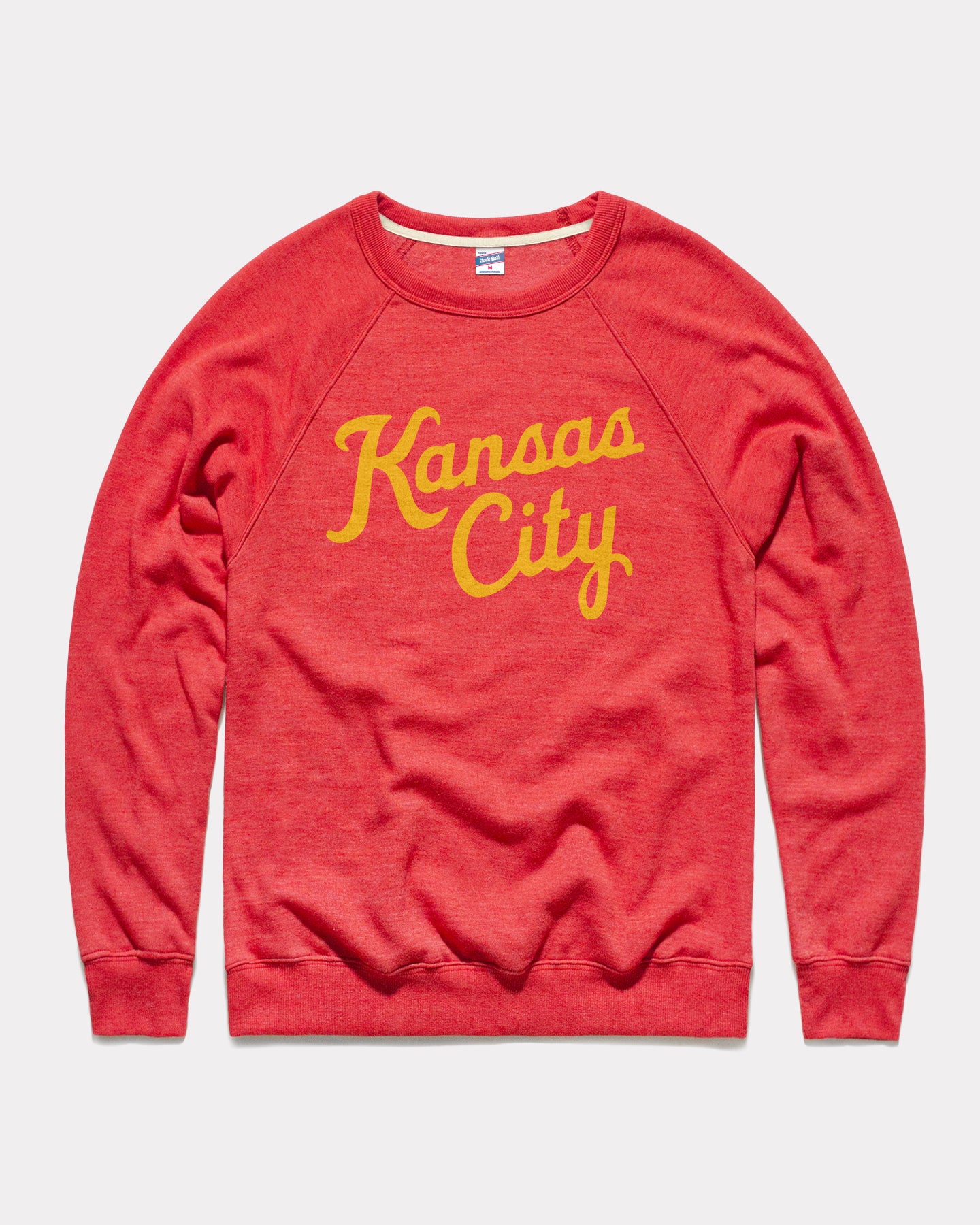 Kansas City Script Stacked Red Crewneck | CHARLIE HUSTLE