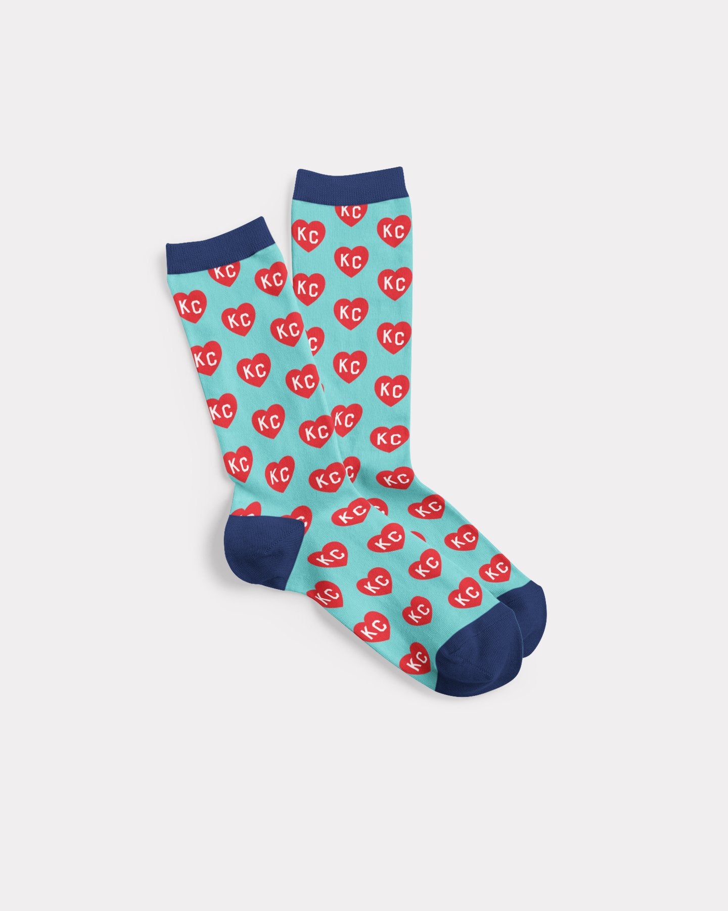 Teal & Red KC Heart Socks | CHARLIE HUSTLE