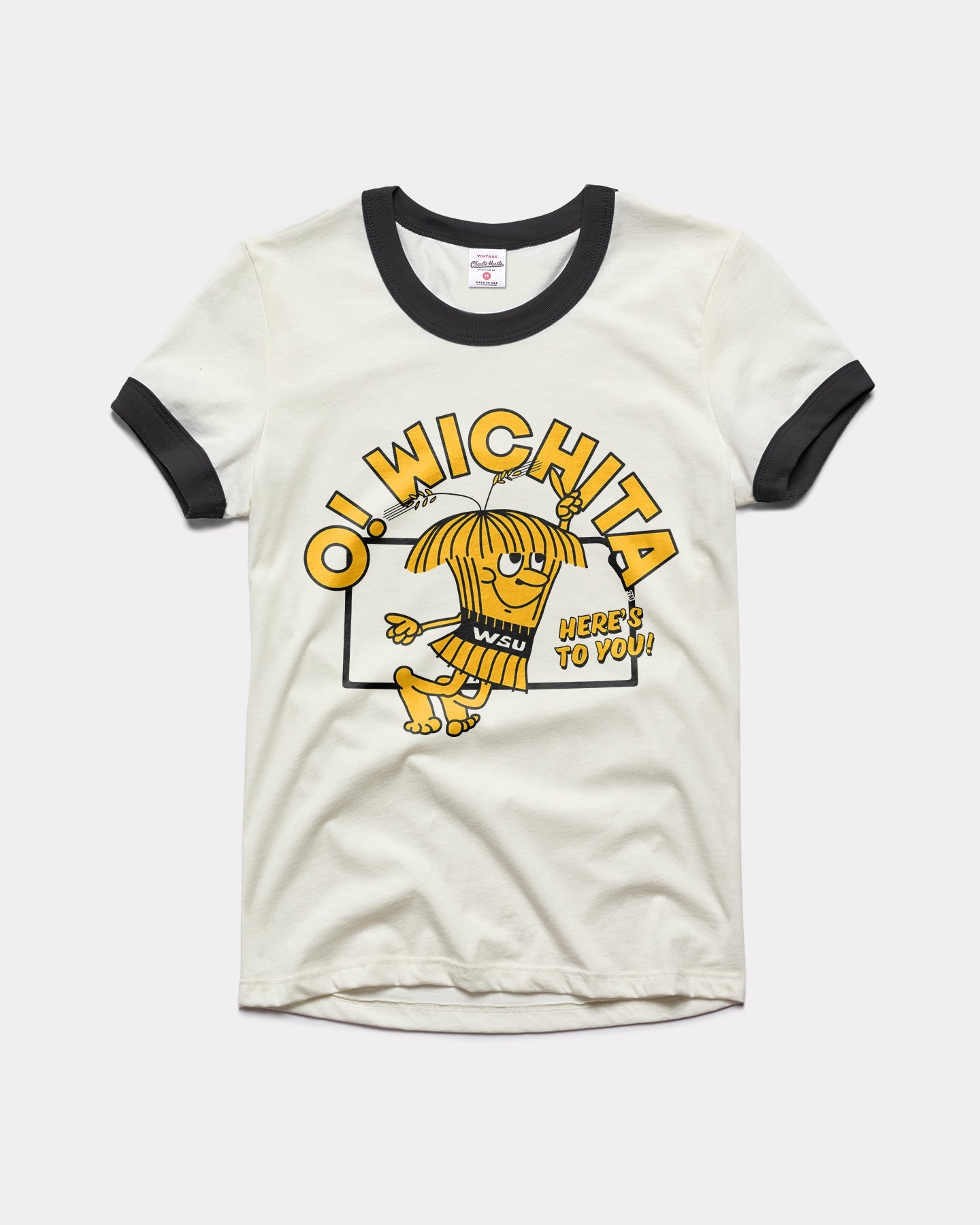 O! Wichita State Black & White Women's Vintage Ringer | CHARLIE HUSTLE