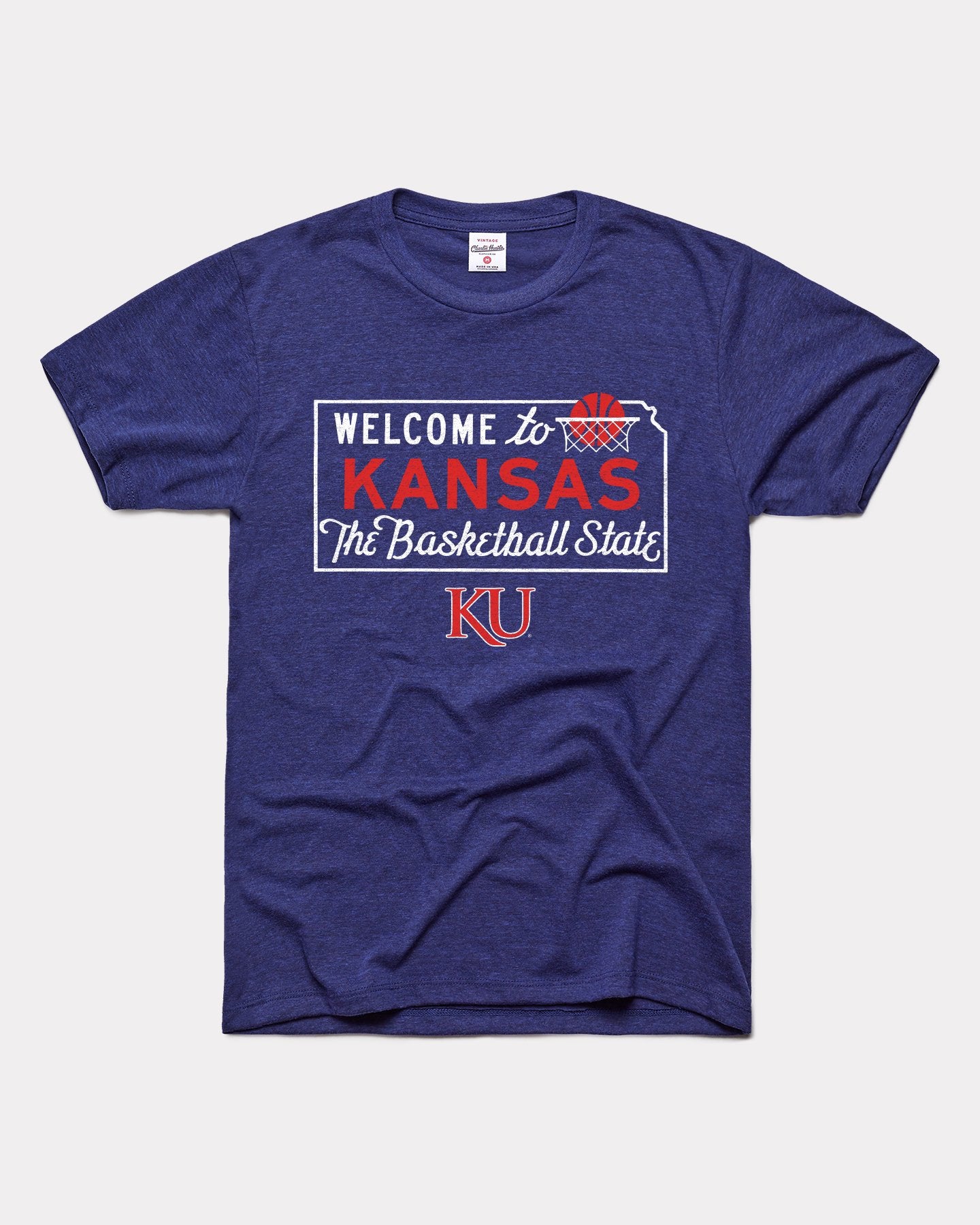 Kansas Jayhawks Basketball State Vintage T-Shirt | CHARLIE HUSTLE