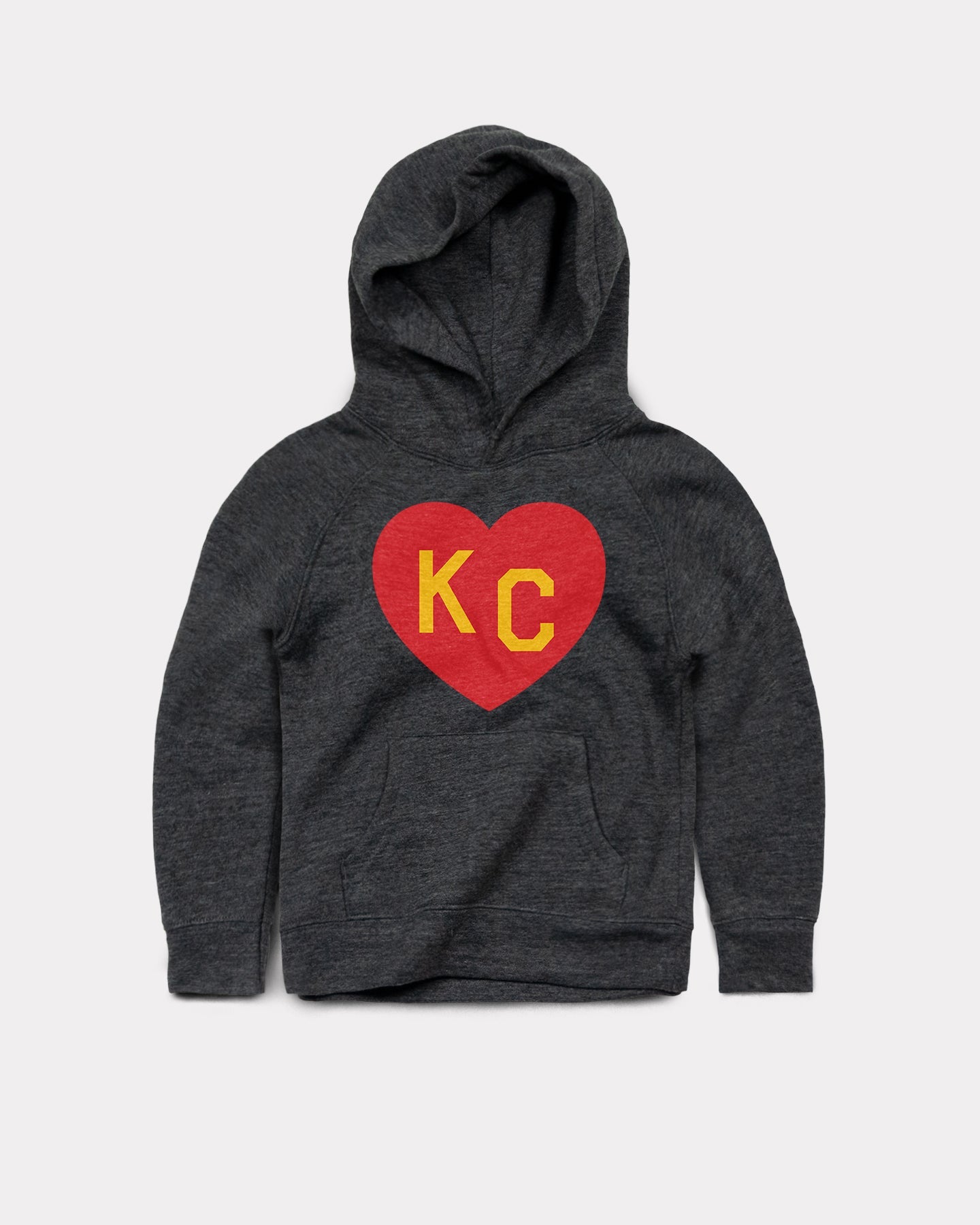 Kids Black & Red KC Heart Vintage Youth Hoodie | CHARLIE HUSTLE
